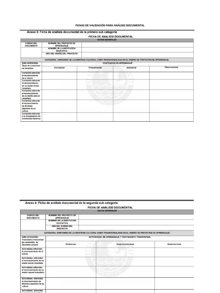 Formato-Fichas de Validación para Análisis Documental | PDF