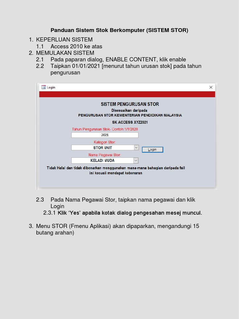 Manual Sistem Stor | PDF
