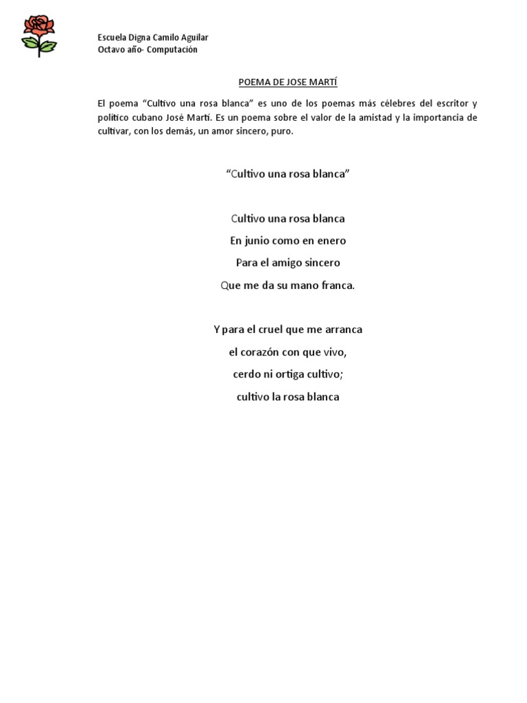 Poemas cortos de José Martí sobre amistad | PDF