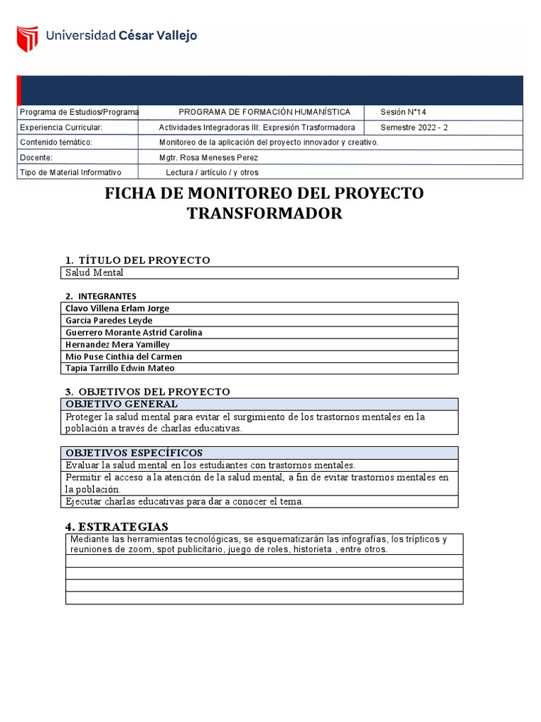 Ficha de Monitoreo | PDF | Internet | Aprendizaje