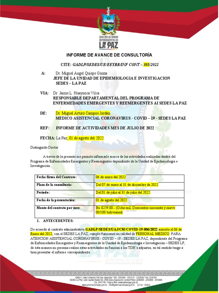 Modelo de Informe Mensula | PDF | Medicina | Salud pública