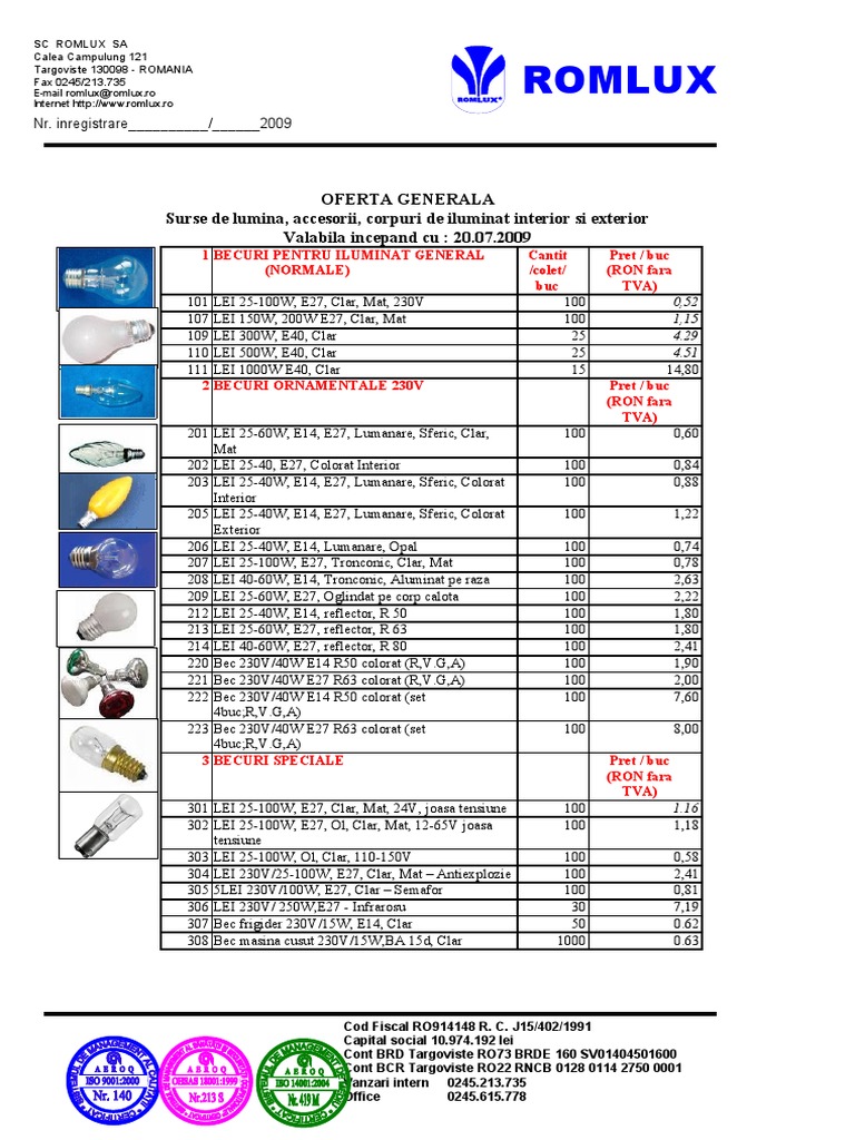 Romlux Lighting Products Catalog | PDF | Glasses | Dielectric