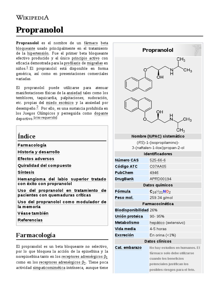 Propranolol | PDF | Medicina | Medicina CLINICA