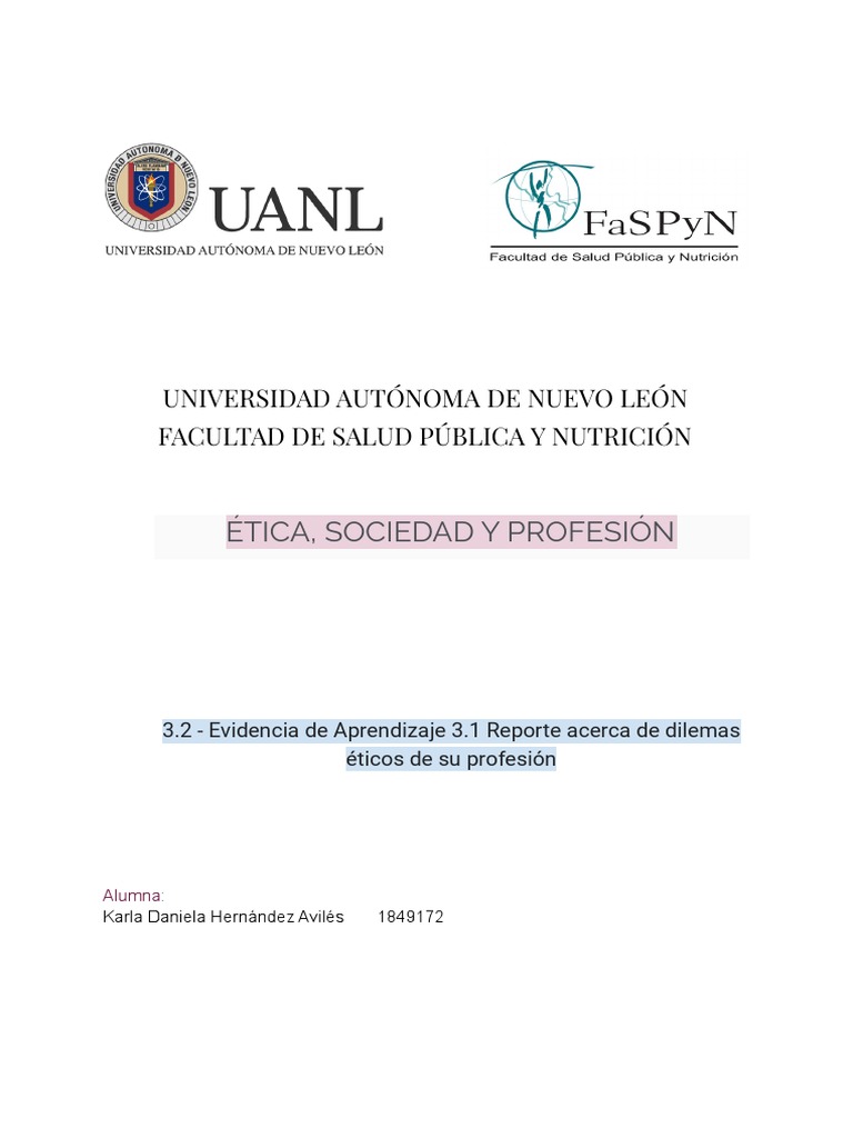 3 2 Evidencia De Aprendizaje 3 1 Reporte Acerca De Dilemas Éticos De