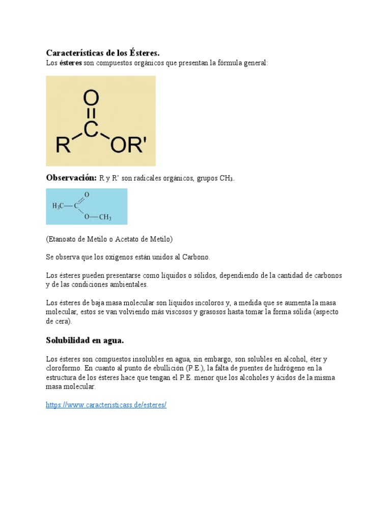 Características de Los Ésteres. | PDF