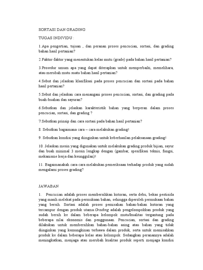 Sortasi Dan Grading | PDF