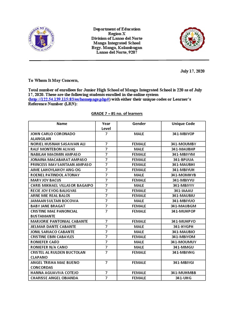 Grade 9 List | PDF