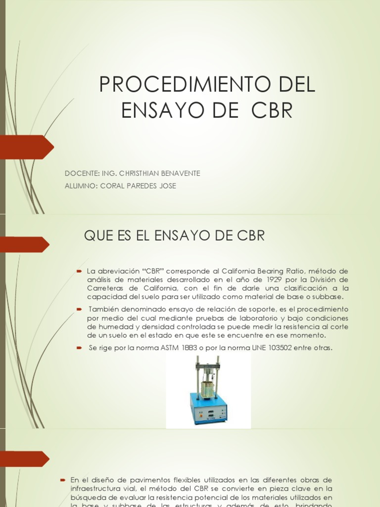 Procedimiento Del Ensayo de CBR | PDF | Tornillo | Resistencia Eléctrica y Conductancia