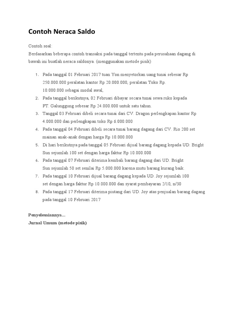 Contoh Neraca Saldo | PDF