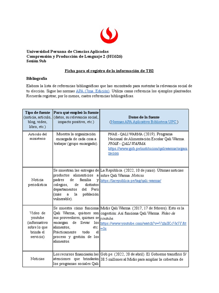 9s CPL2 Ficha de TB2 Jimena Bartolo Ccorimanya | PDF | Alimentos | Planificación