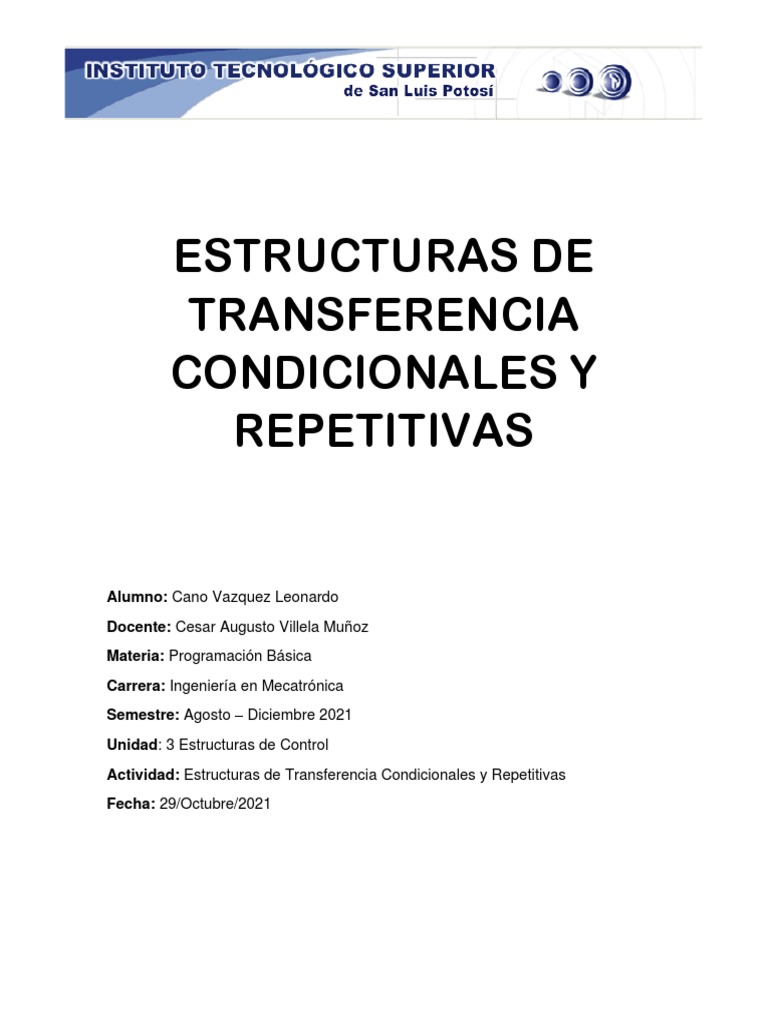 Estructuras de Transferencia Condicionales y Repetitivas | PDF | Flujo ...