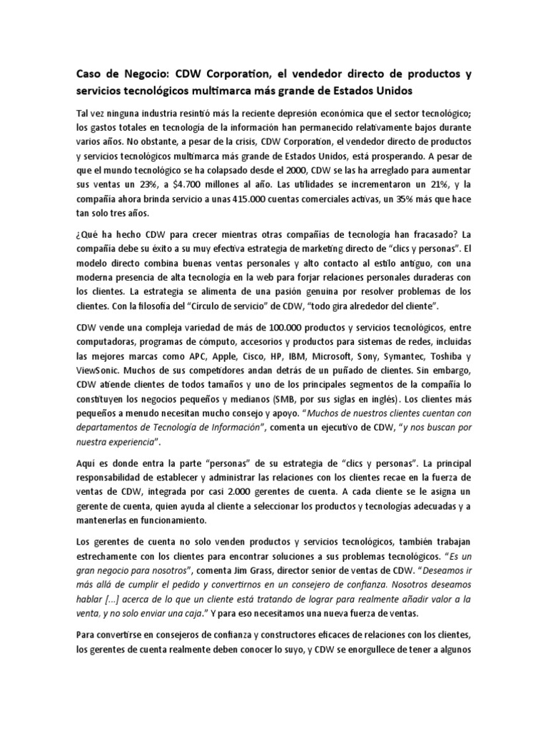 Caso CDW | PDF | Marketing | Informática