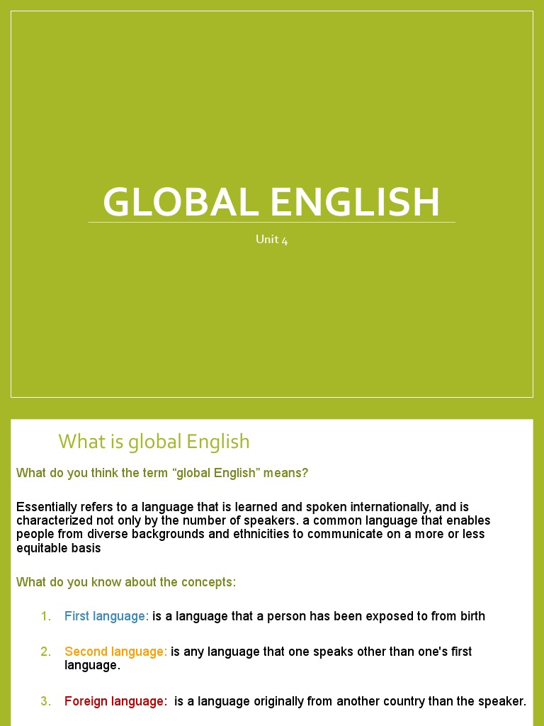Understanding Global English Concepts | PDF