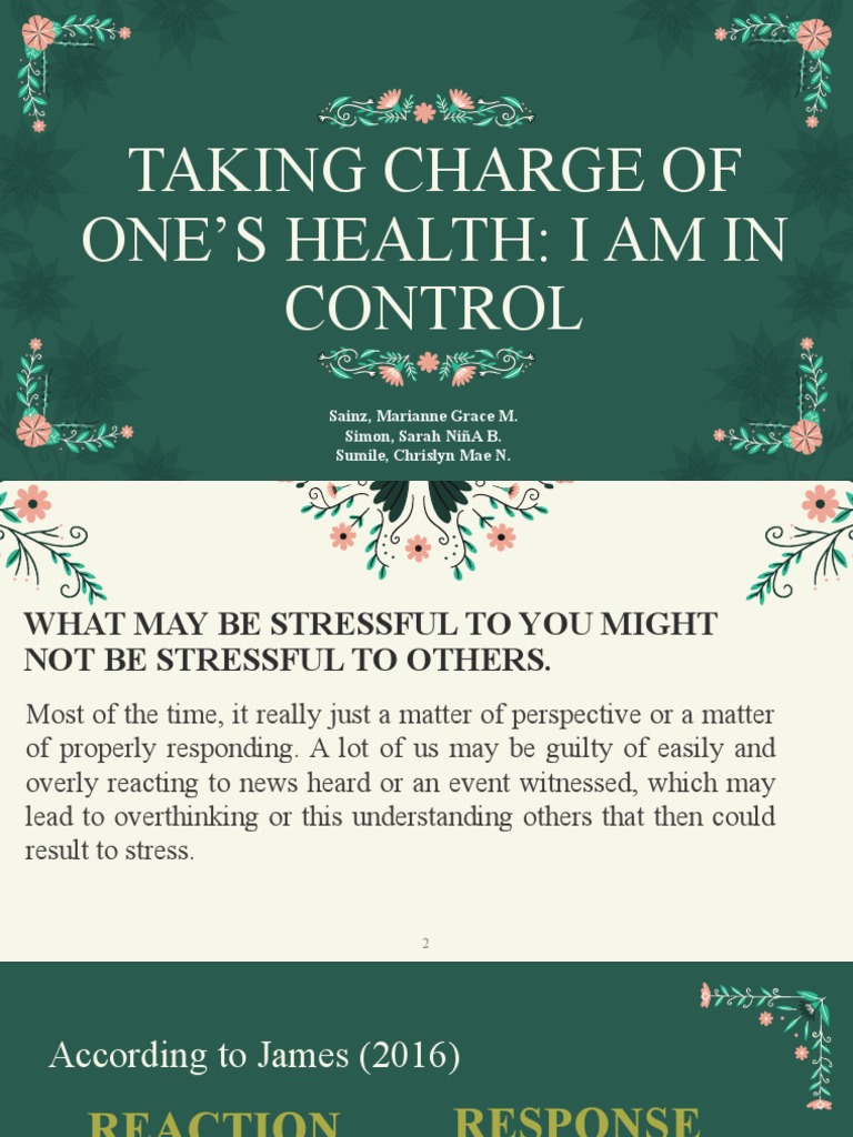Taking Charge of One's Health I Am in Control | PDF | Stress (Biology ...