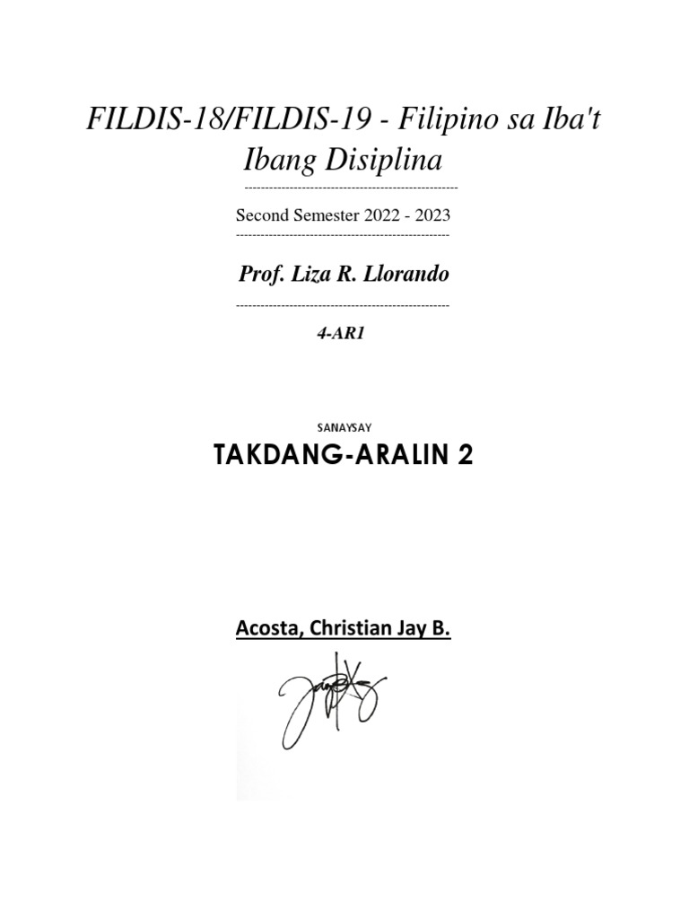 Acosta Christianjay 4ar1 Fildis Module 2 Takdang Aralin 2 | PDF