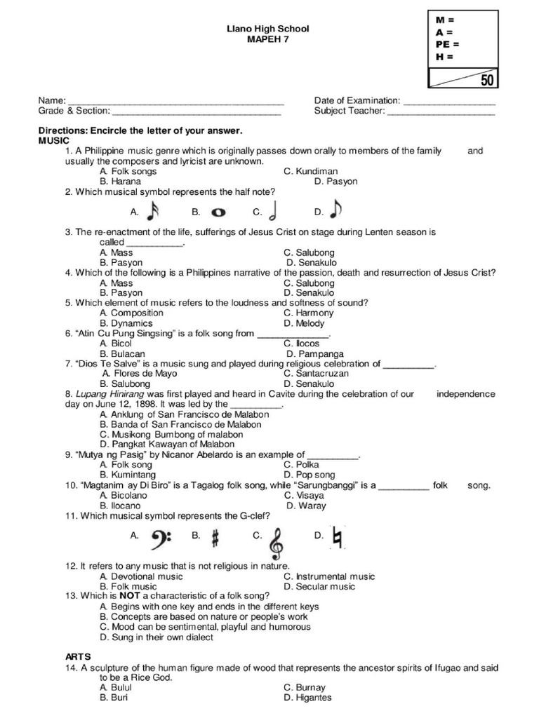 1st Quarter Exam g7 | PDF