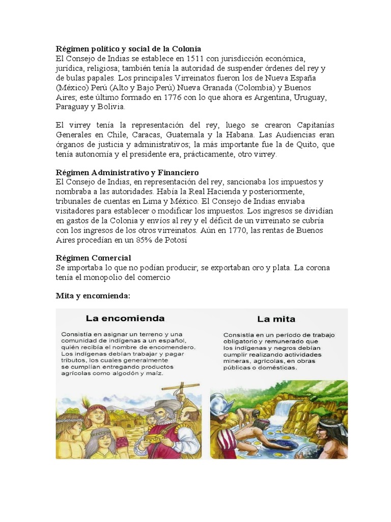 Régimen Político y Social de La Colonia | PDF | Imperio español ...