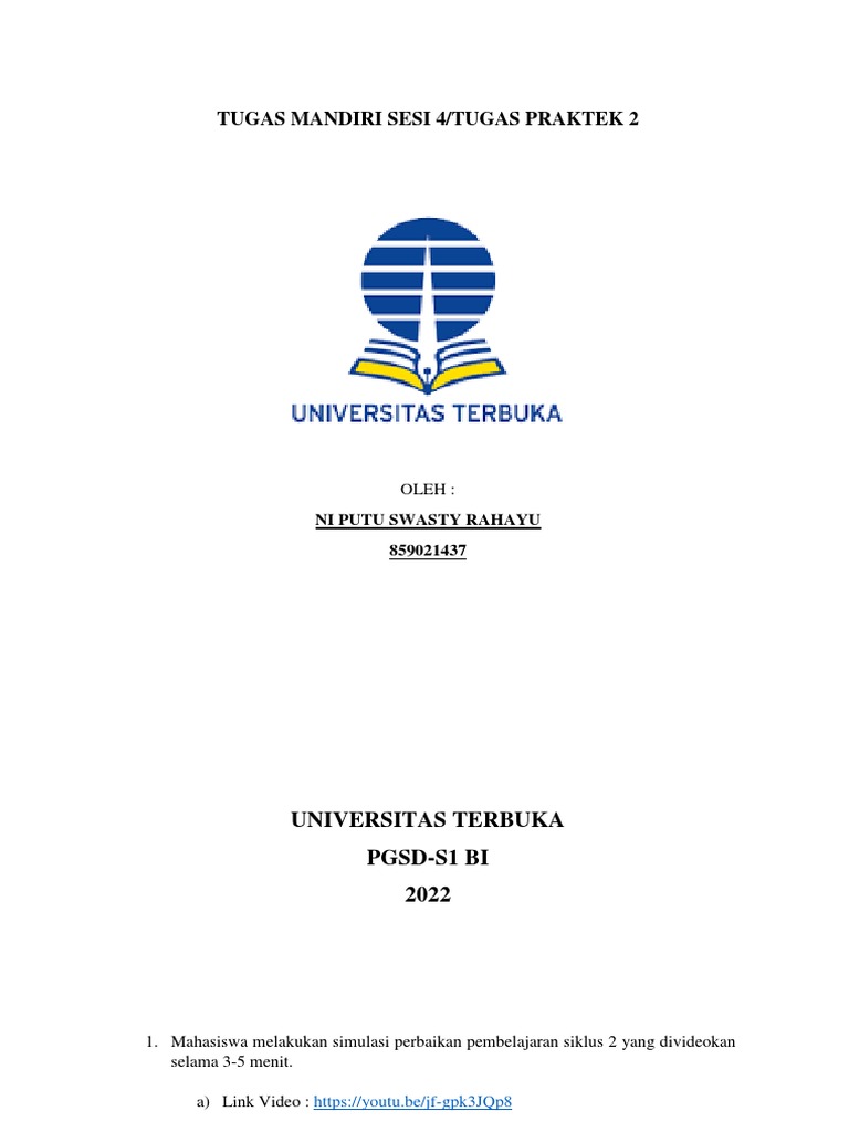 Tugas Mandiri Sesi 4 (Tugas Praktek 2) | PDF | Karier & Perkembangan