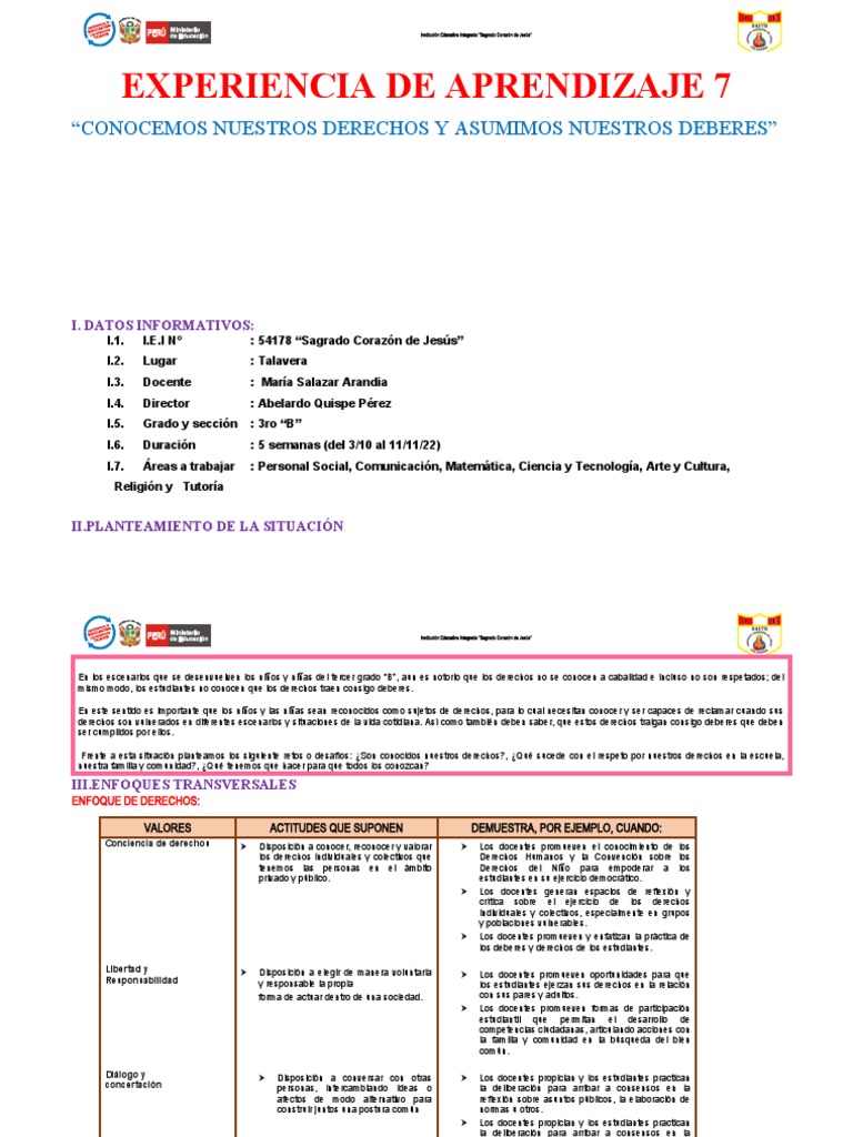 Experiencia de Aprendizaje 7-3º B | PDF | Familia | Poesía