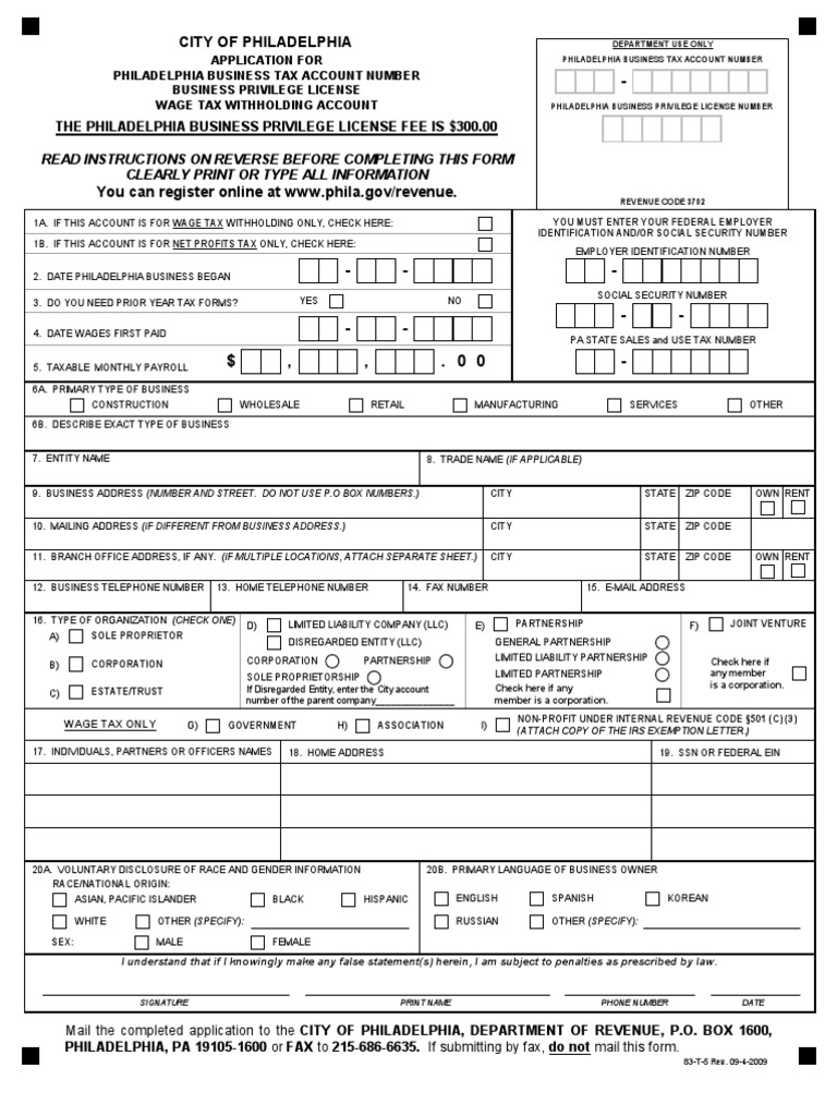 Philadelphia Business License Application | PDF | Limited Liability ...