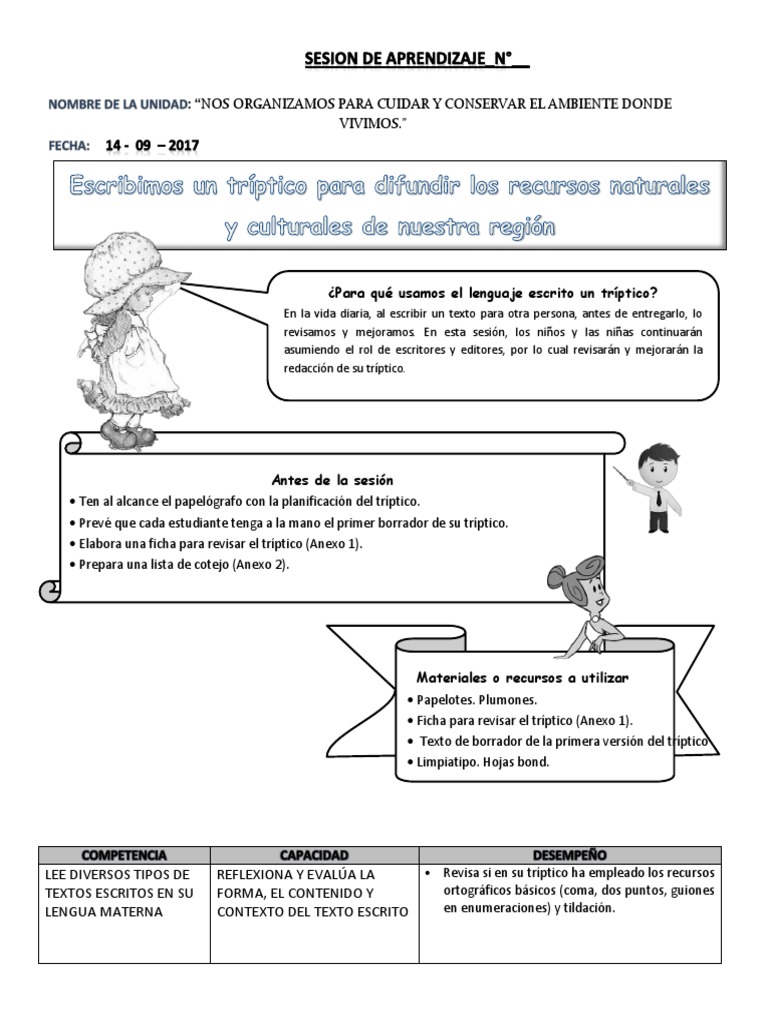U5 Sesion 22 Escribimos Nuestro Triptico - Compress | PDF | Estudios de ...