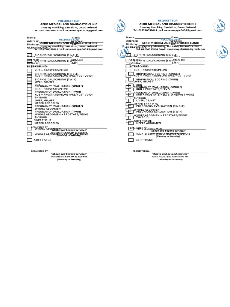 REQUEST SLIP Ultrasound | PDF | Health Sciences | Causes Of Death