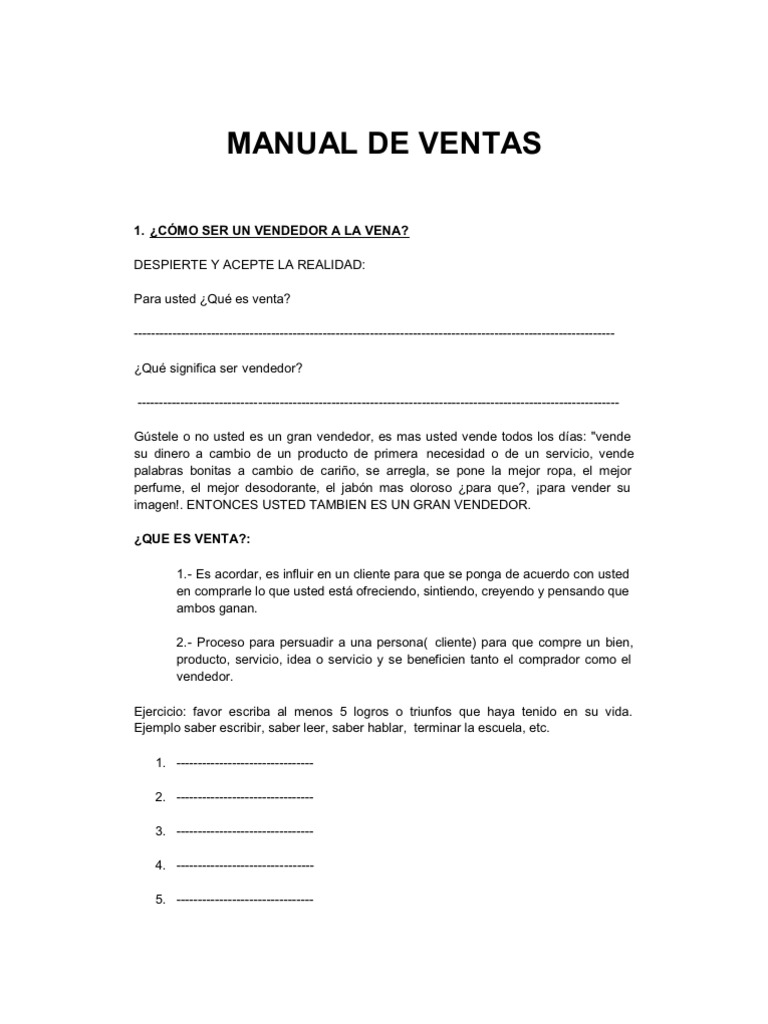 Manual de Ventas | PDF | Cliente | Planificación