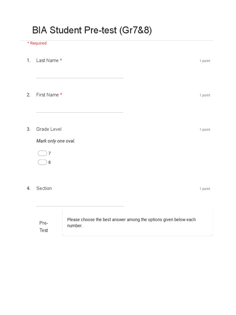 BIA Student Pre-Test (Gr7&8) - Google Forms | PDF | Cyberbullying ...