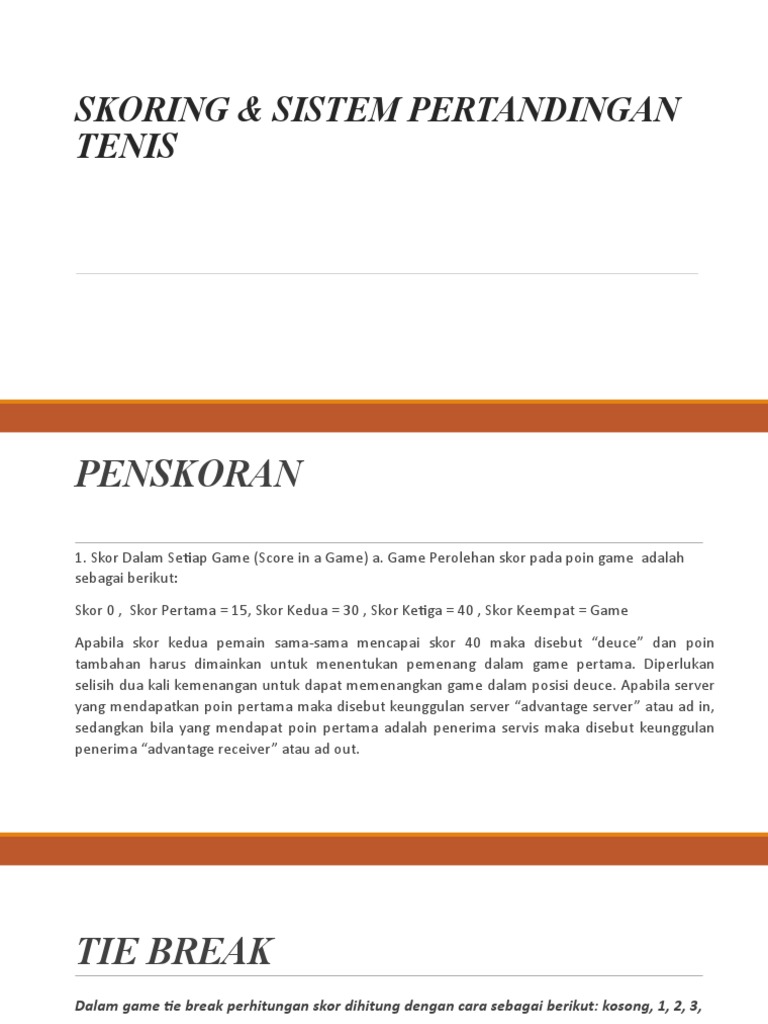 Skoring & Sistem Pertandingan Tenis | PDF