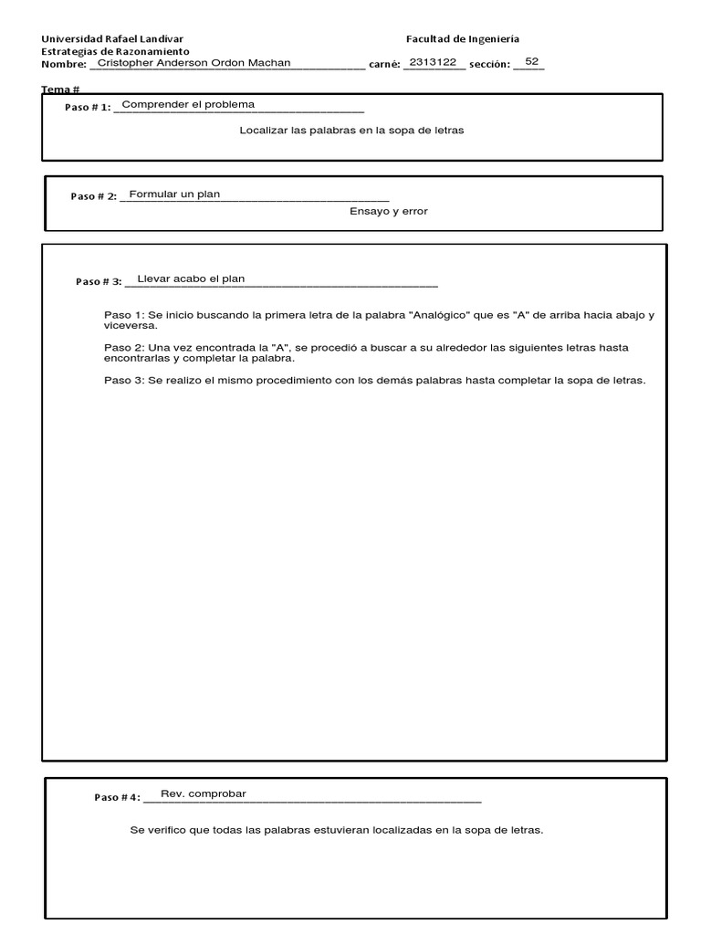 Ejercicio 4 Pasos de Polya | PDF