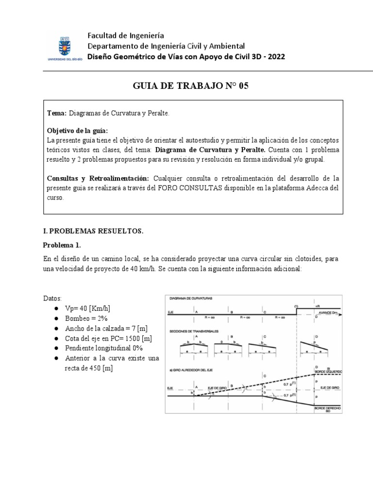Guía N°05 - DGV - Diagramas de Curvatura y Peralte | PDF | Longitud ...