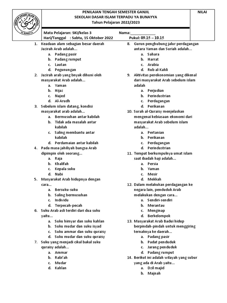 Soal Ski Kls 3 | PDF | Perjalanan