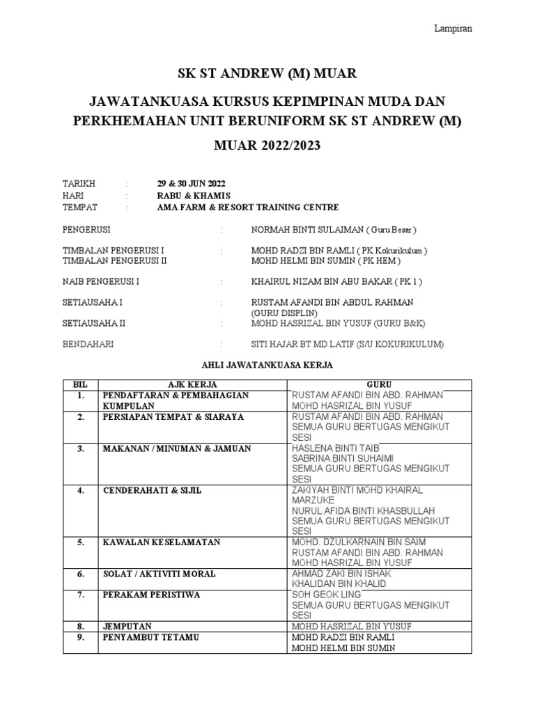 AJK, Tentatif & Perbelanjaan Perkhemahan | PDF