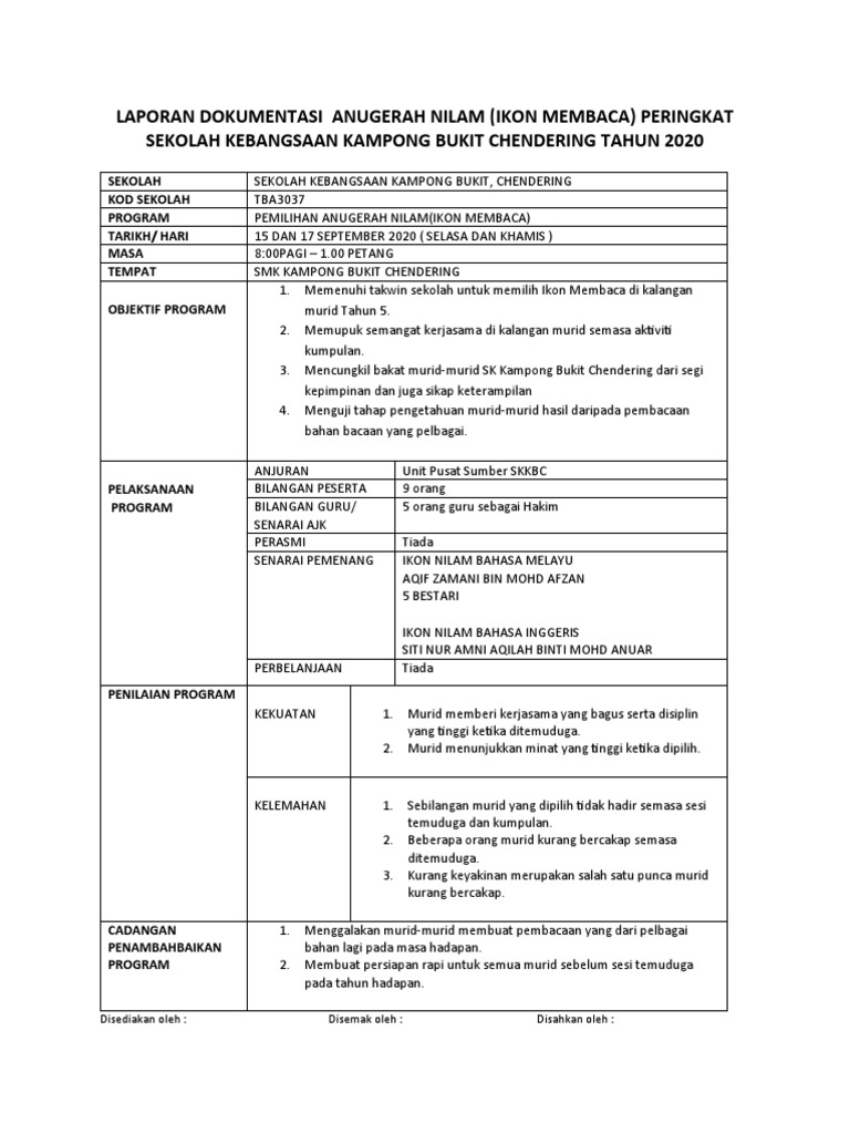 Laporan Dokumentasi Anugerah Nilam 2021 Pdf