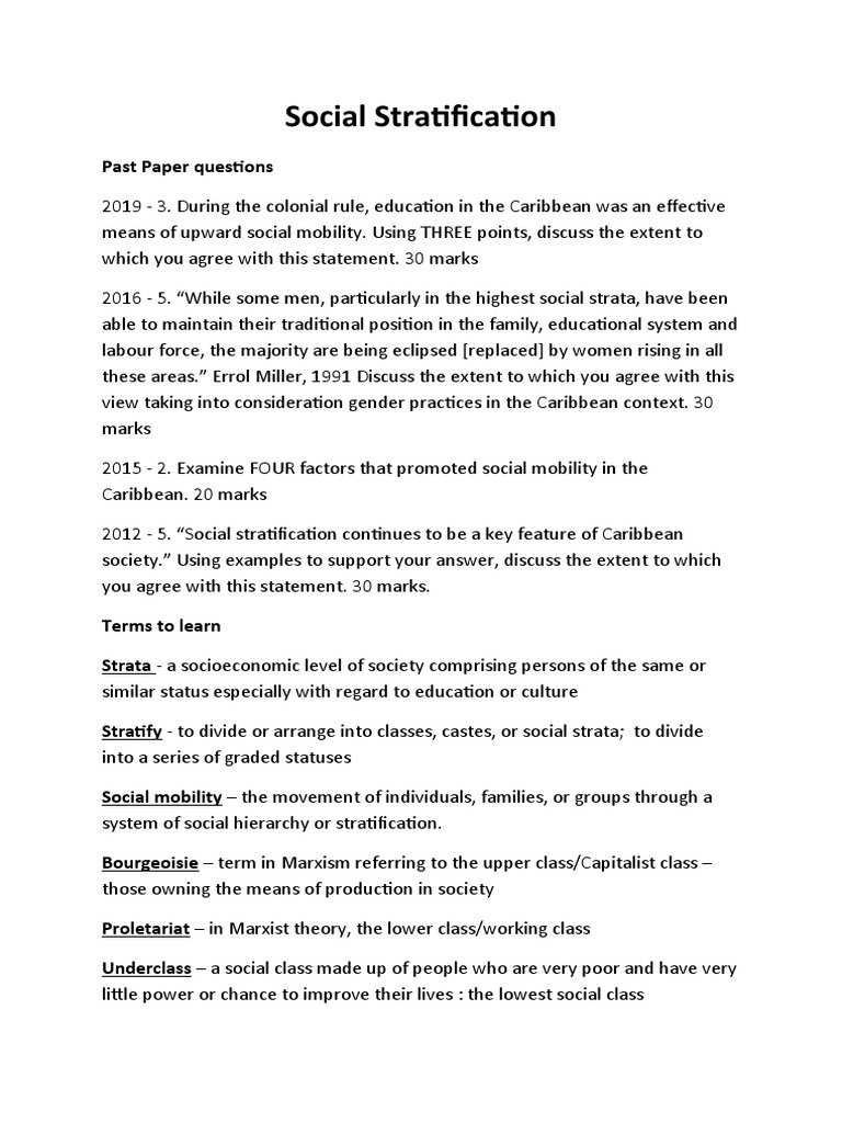Social Stratification Word Verion | PDF | Social Stratification | Anti ...