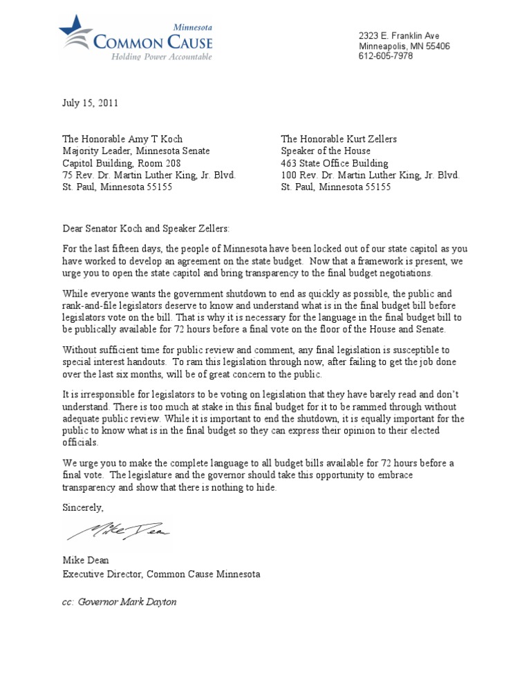 Read The Bill Letter | PDF | Politics