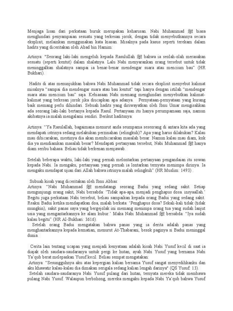 Menjaga Lisan Dari Perkataan Buruk Merupakan Keharusan | PDF