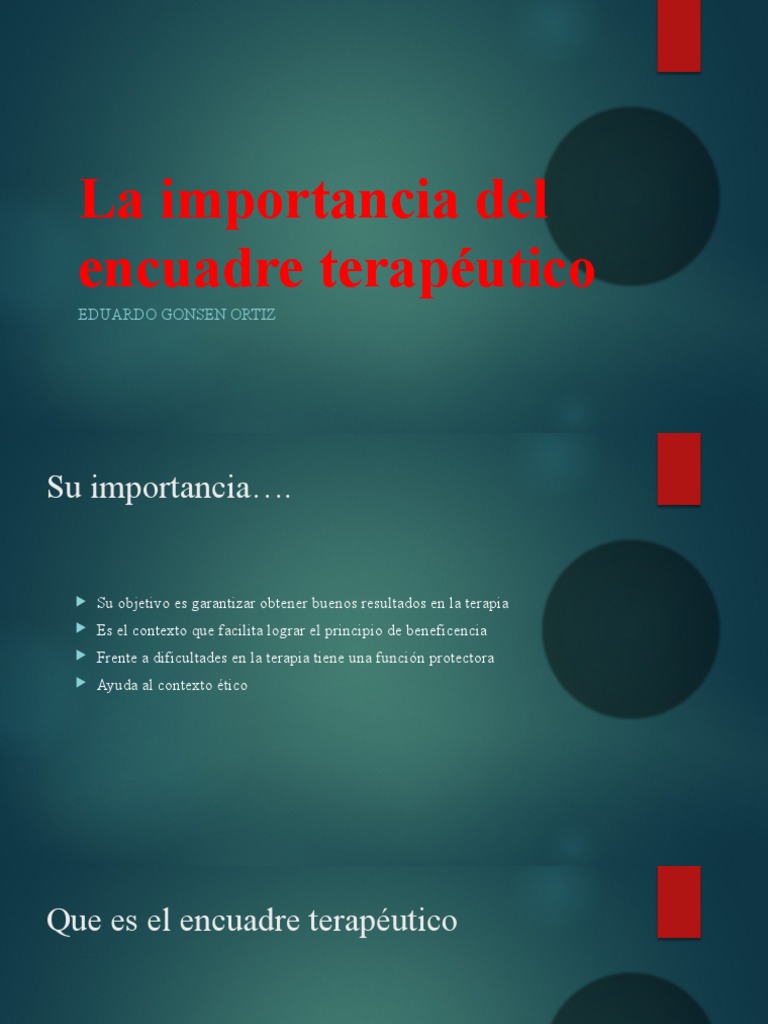 Importancia del Encuadre Terapéutico | PDF
