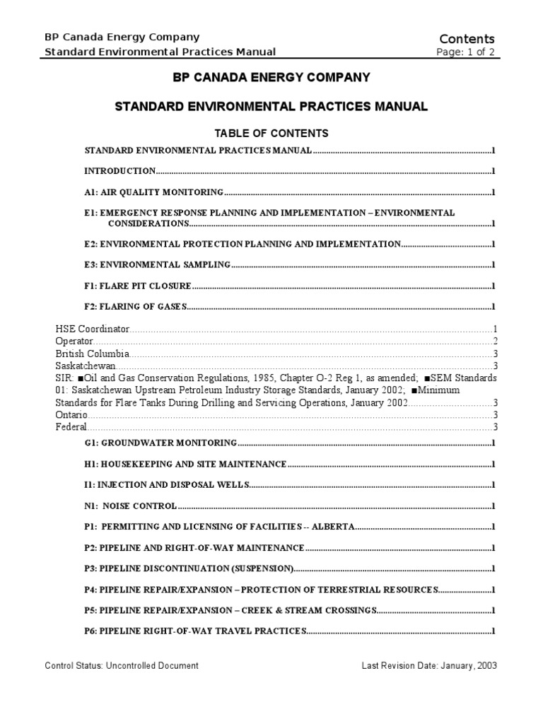 Environmental Safe Practices Manual | PDF | Bp | Air Pollution