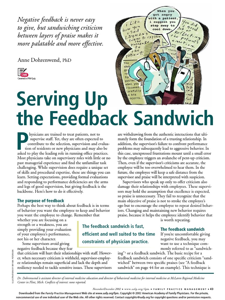 Serving Up The Feedback Sandwich | PDF | Nonverbal Communication | Thought