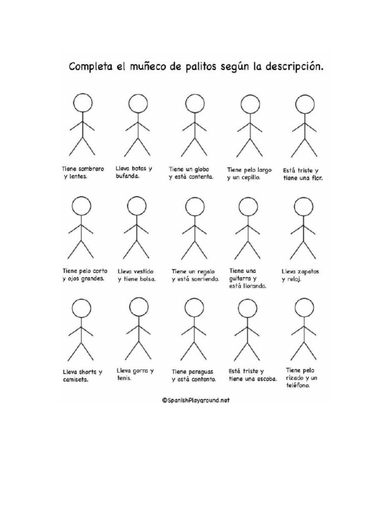 Completa El Muñeco de Palitos | PDF