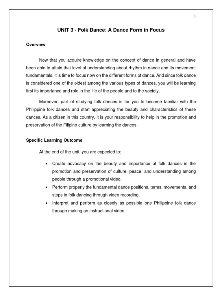 UNIT 3 - Lessons 7 & 8 | PDF | Dances | Folklore