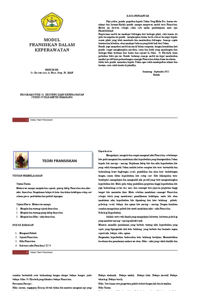 Baru MODUL TEORI Dan Rancangab Tugas Fransiskan I Emeren OSF | PDF