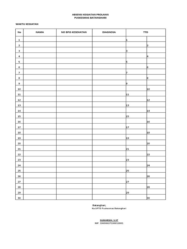 Absen Prolanis | PDF