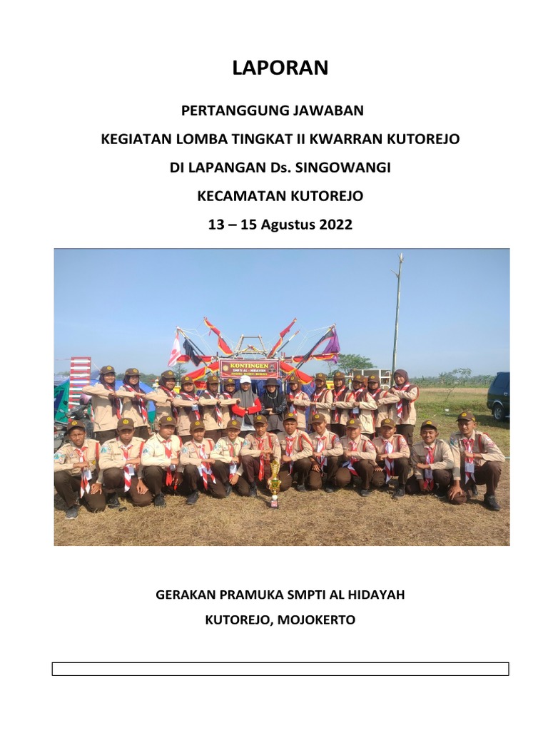 Laporan Lomba Pramuka Kec. Kutorejo 2022 | PDF