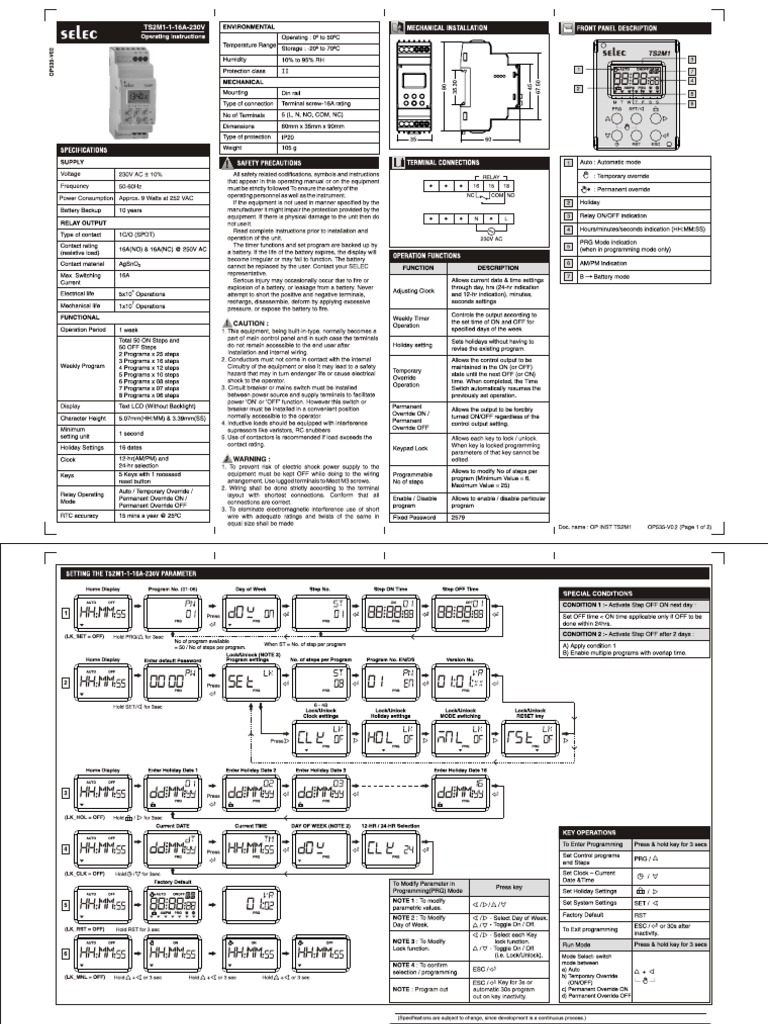 Manual TS2M1 1 16A 230V - OP535 V01 - A4 | PDF