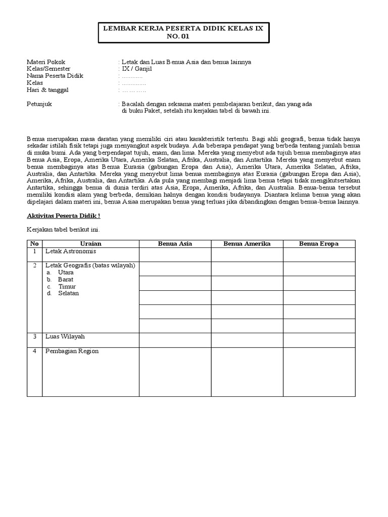 Letak dan Luas Benua di Dunia | PDF | Sains & Matematika