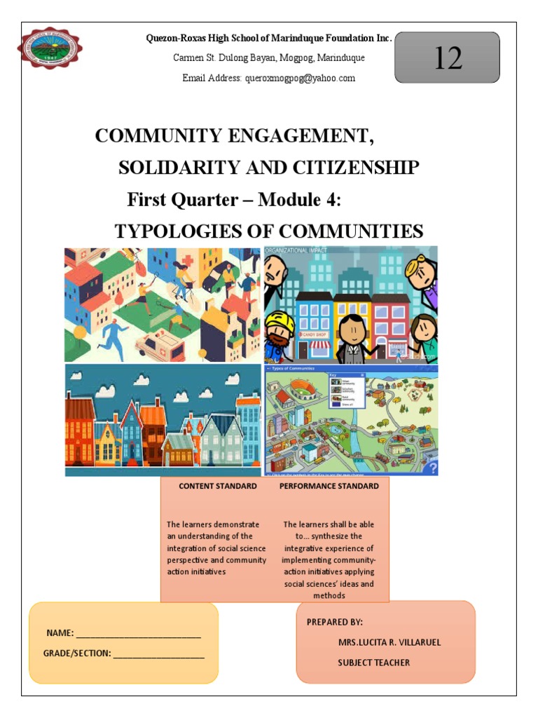 CES & C 12 Typologies in The Community Module 4 | PDF | Community ...