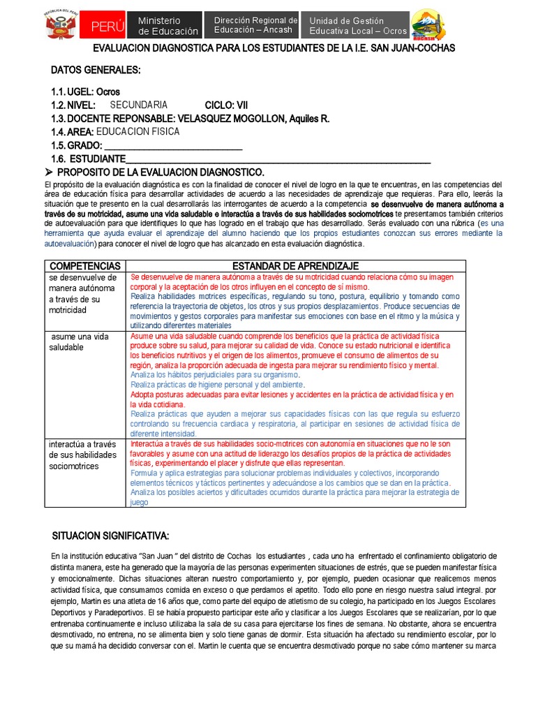Evaluacion Diagnostica de Educacion Fisica Vii Ciclo | PDF | Alimentos ... Evaluacion Diagnostica de Educacion Fisica Vii Ciclo | PDF | Alimentos ...