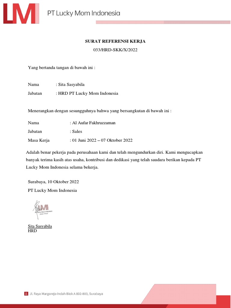 Lampiran Paklaring | PDF